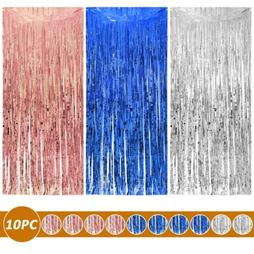 4 Pack Foil Curtain Backdrop, Lefiocky Metallic Tinsel Foil Fringe ...