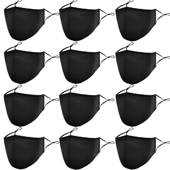 12 Pack Black Cloth Face Masks, Breathable Cloth Masks, Washable ...