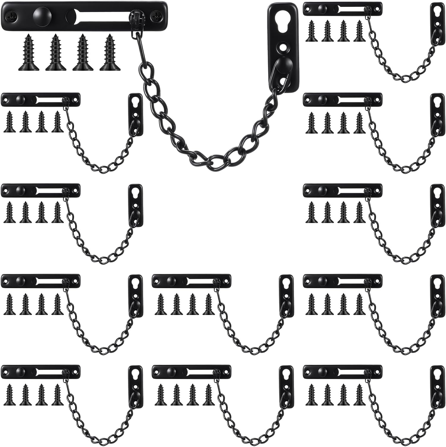 12 Pack Black Door Stainless Steel Chain Lock Security Chain Guard Lock ...