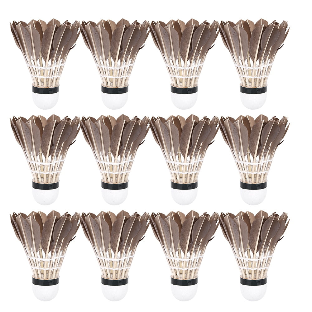 12-Pack Black Feather Shuttlecocks - Badminton Balls for Outdoor Sports ...