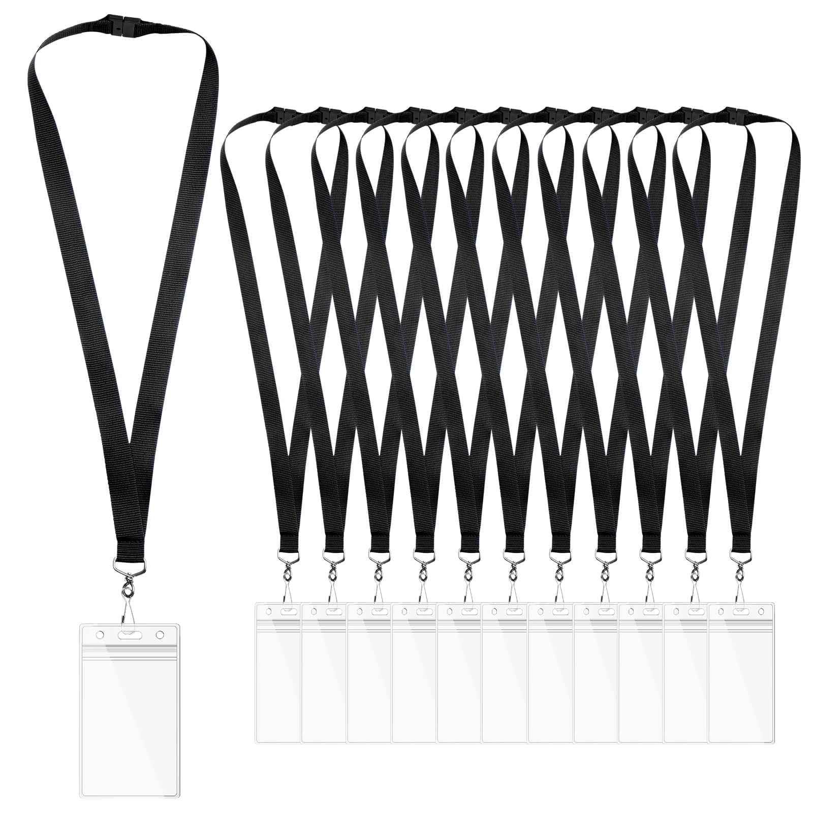 Wezebel Waterproof 12-Pack Black Polyester Lanyards with Breakaway ...