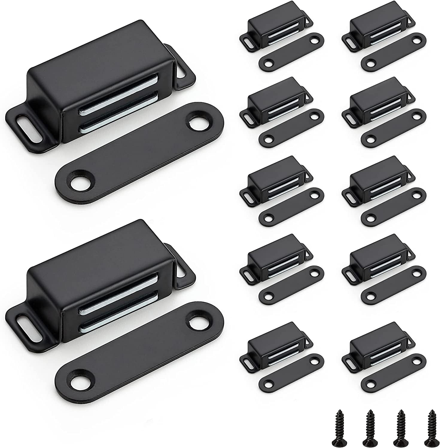 12 Pack Black Magnetic Door Catch, Brushed Satin Nickel Cabinet Magnets ...