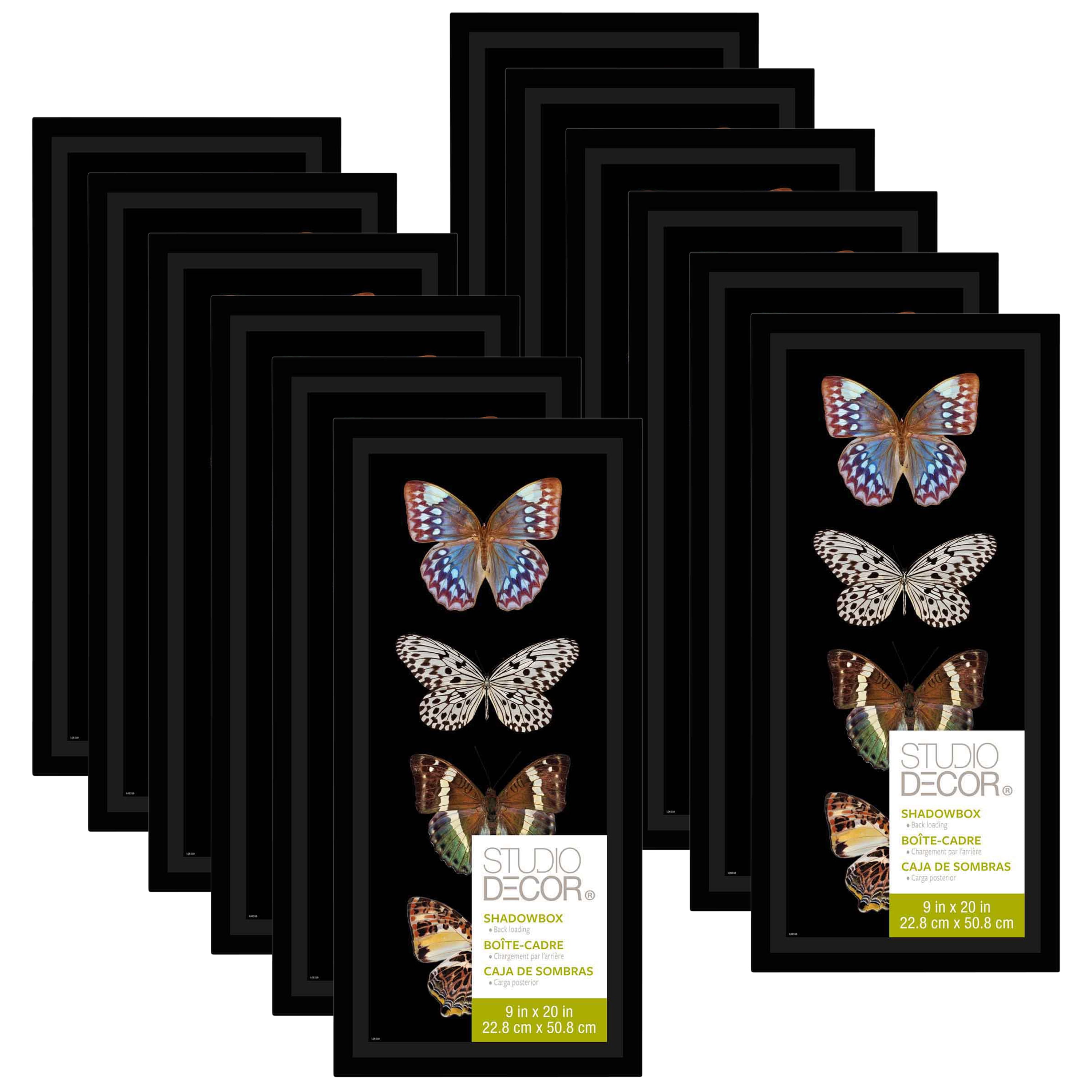 9" x 20" Black Panel Shadow Box by Studio Decor - Memory Box Display ...
