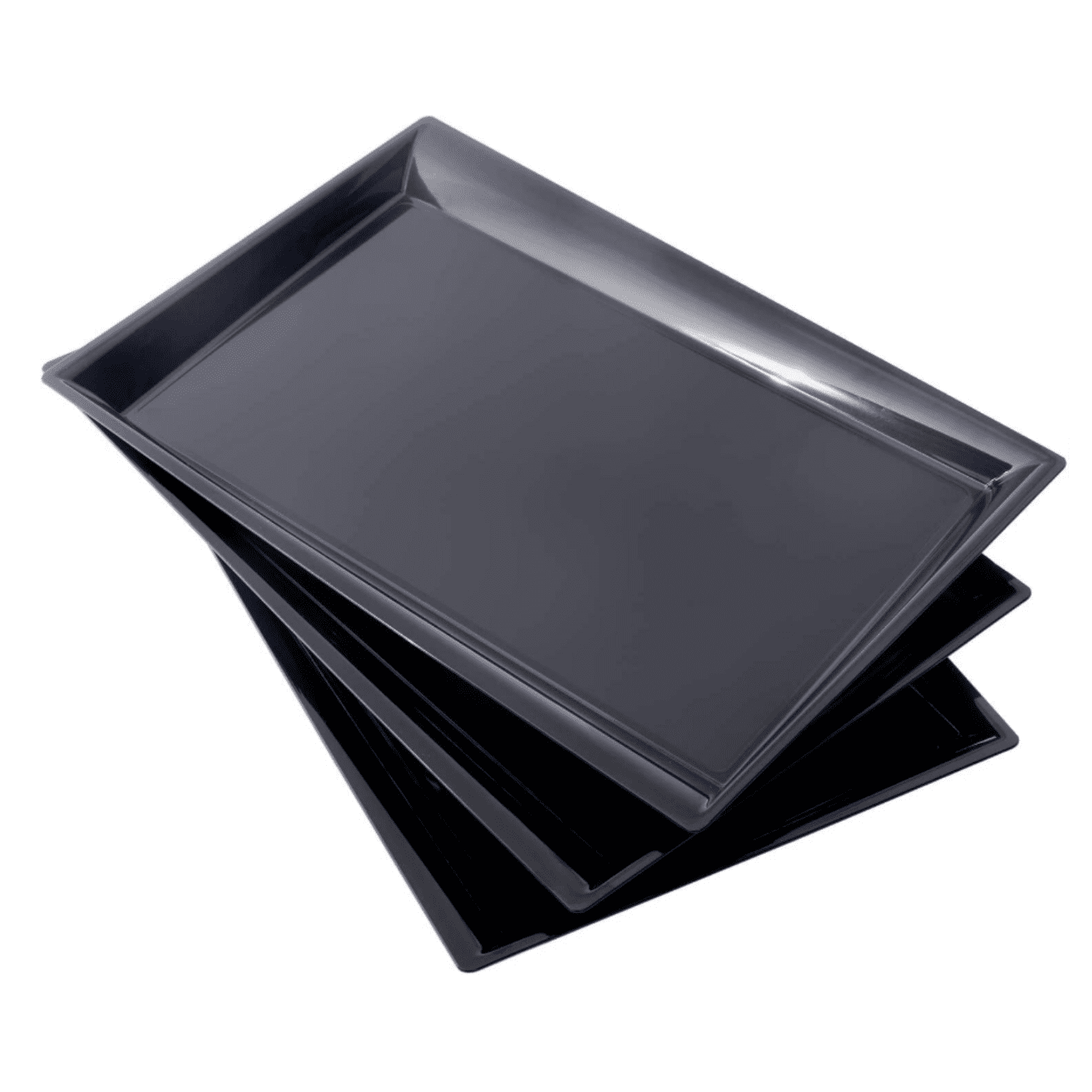 12 Pack Black Plastic Serving Trays, 15"x10" PlasticTrays, Plastic Fast ...