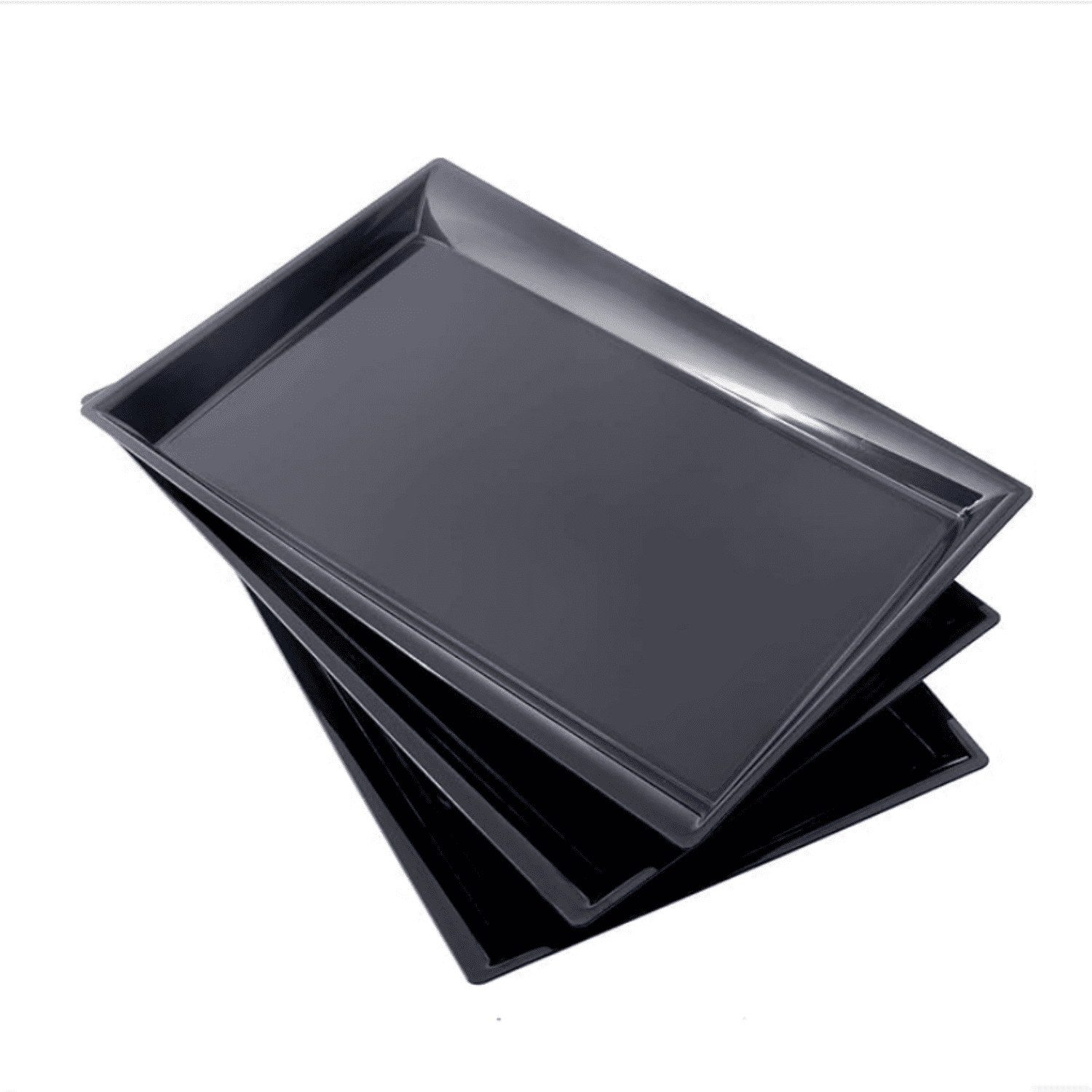 12 Pack Black Plastic Serving Trays, 15"x10" PlasticTrays, Plastic Fast ...