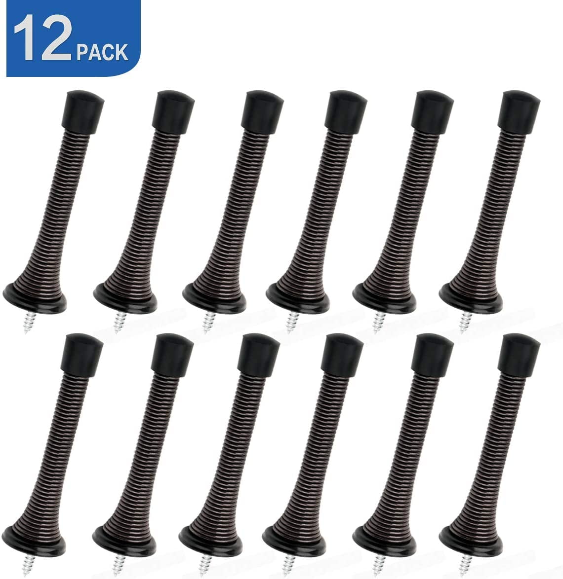 12 Pack Black Spring Door Stops,3-1/8" Heavy Duty - Flexible Door ...