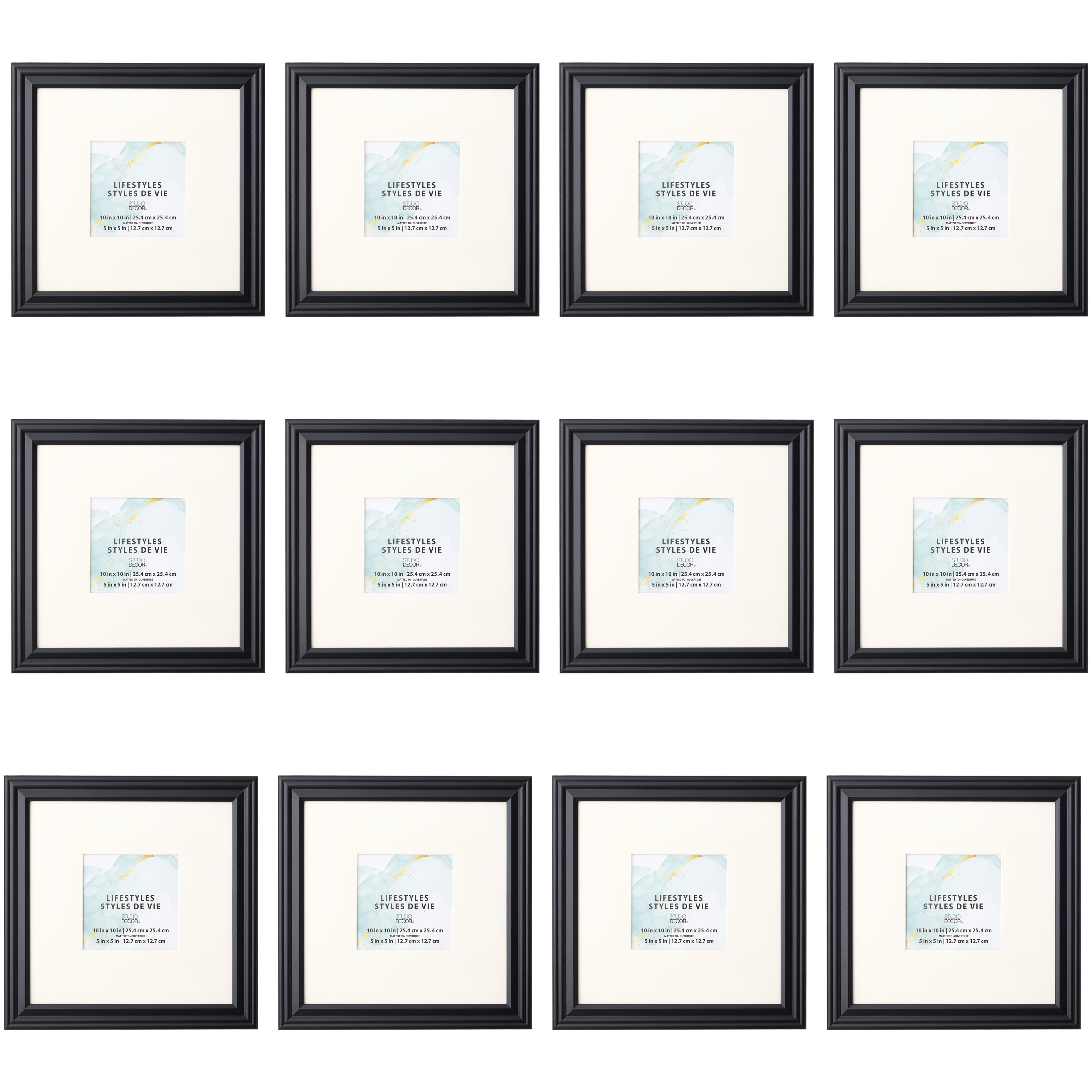 Studio Decor Black Square 5" x 5" Frame With Mat, Lifestyles, 12 Pack ...
