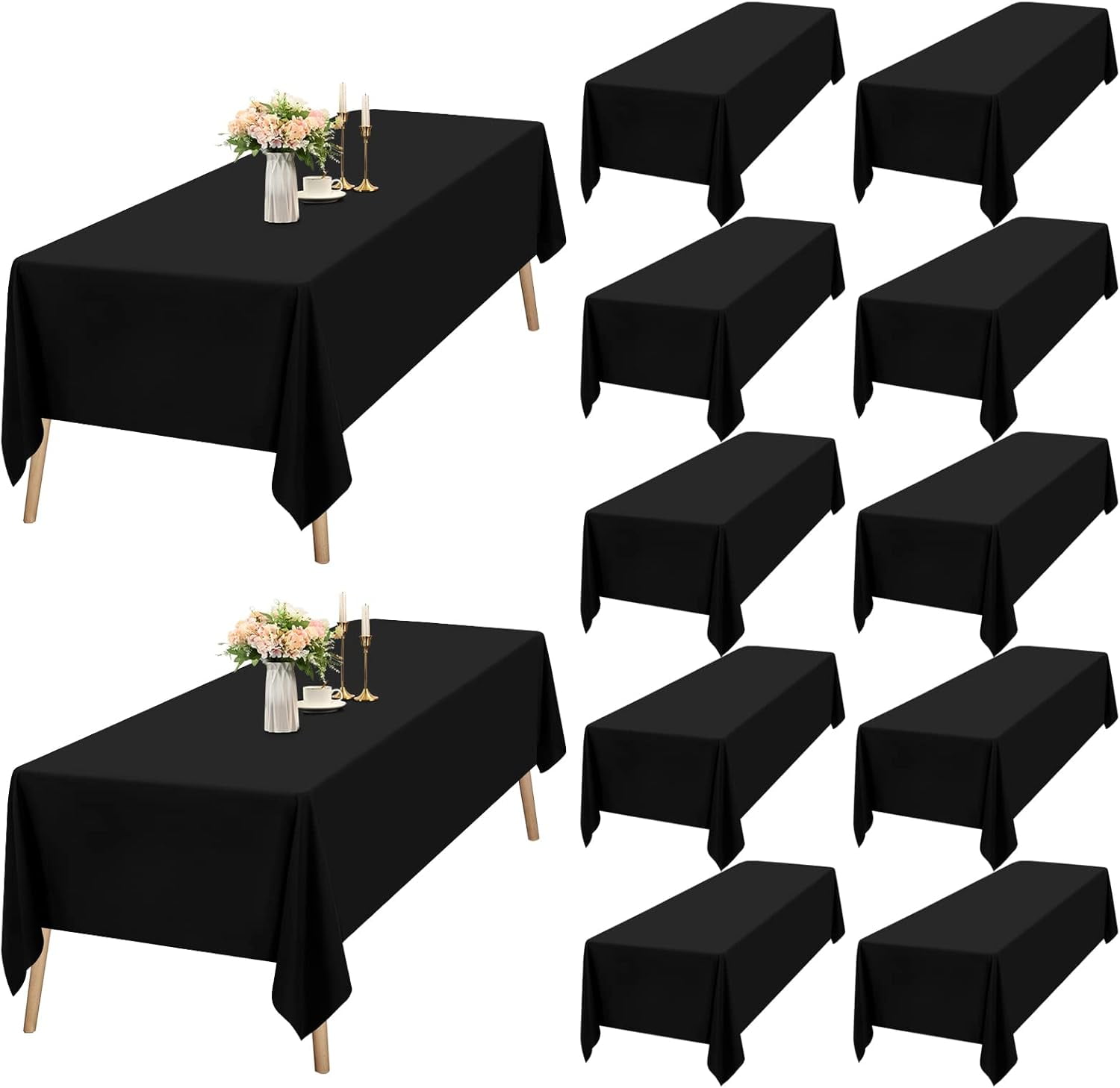 12 Pack Black Tablecloths for 8 Foot Rectangle Tables 60 x126 inch ...