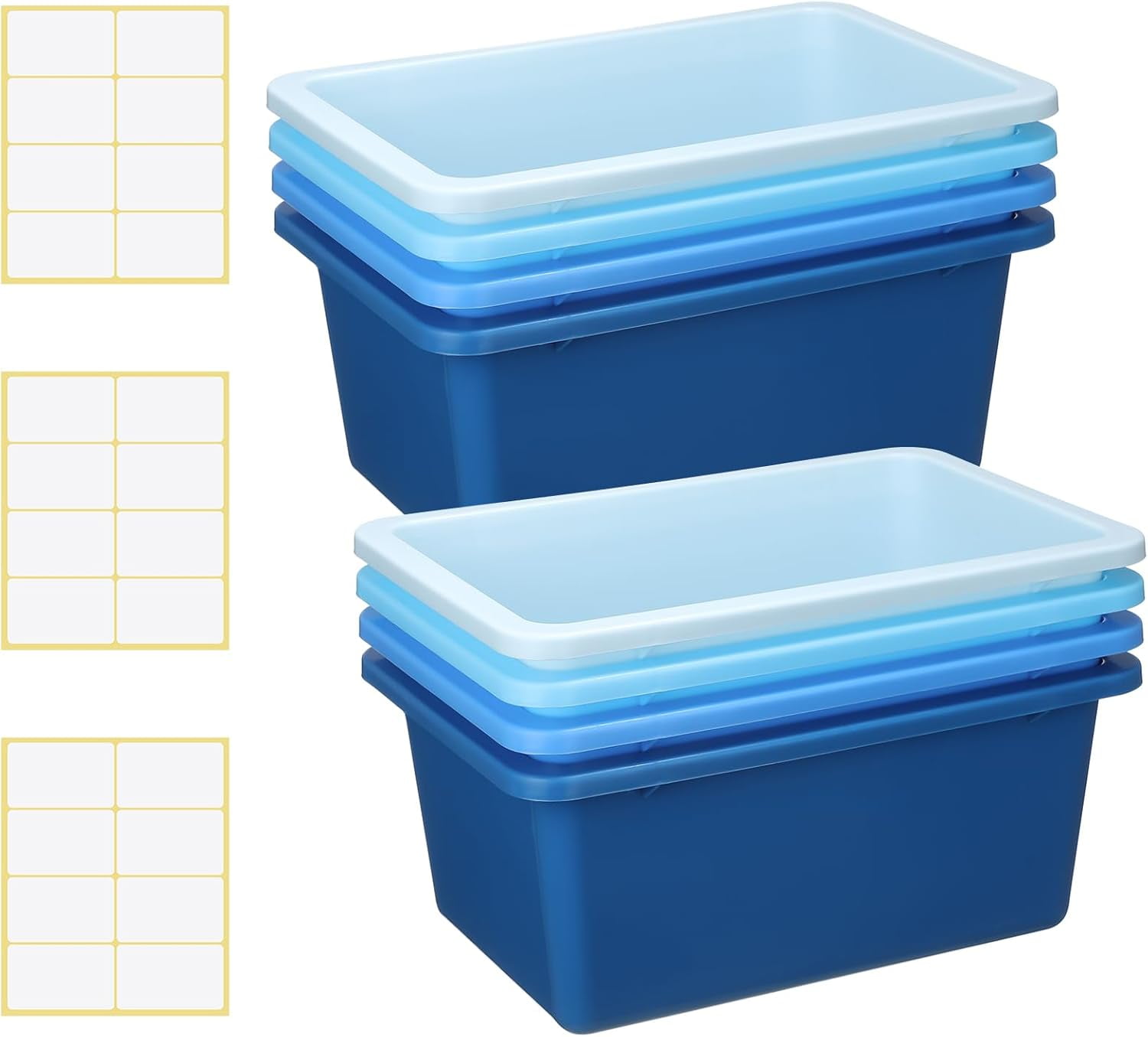 12-Pack Blue Plastic Cubby Storage Bins with Labels - Classroom and ...