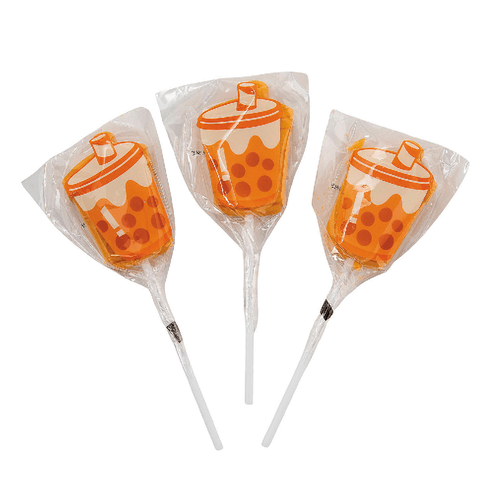 12-Pack Boba Tea Cup Lollipops - 2" Mixed Fruit-Flavored Pops on 3.75 ...