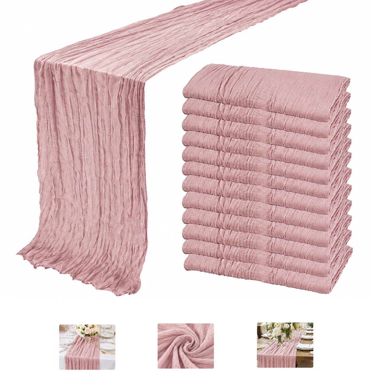 12 Pack Boho Cheesecloth Table Runners, Romantic Gauze Table Decor for ...