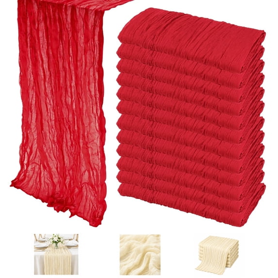 12 Pack Boho Cheesecloth Table Runners, Romantic Gauze Table Decor for ...