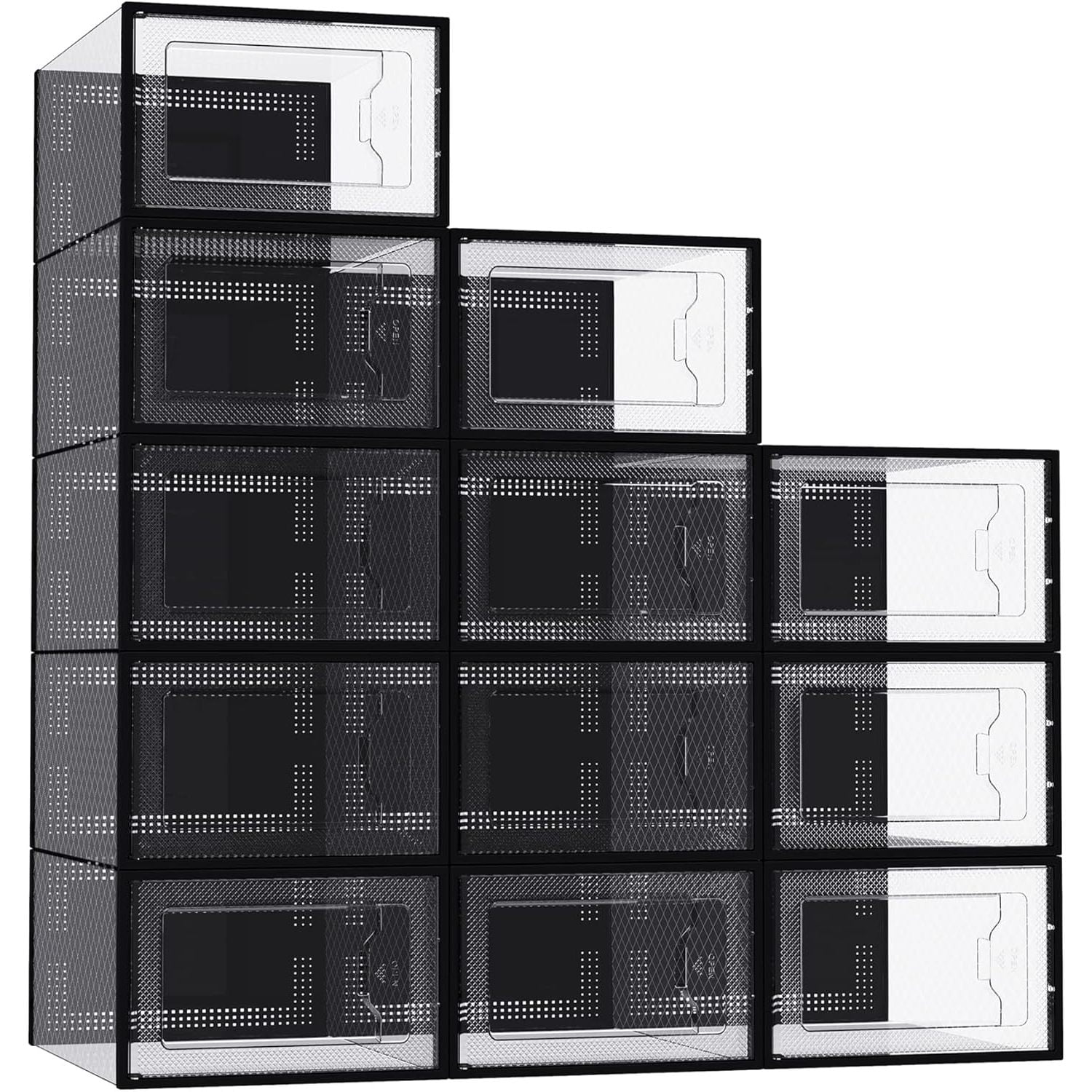 12 Pack Boxes for Shoe Storage Clear Plastic Stackable,Organizer for ...