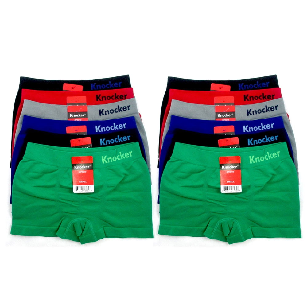 12 Pack Boy Seamless Solid Boxer Briefs Kids Spandex Underwear Soft ...