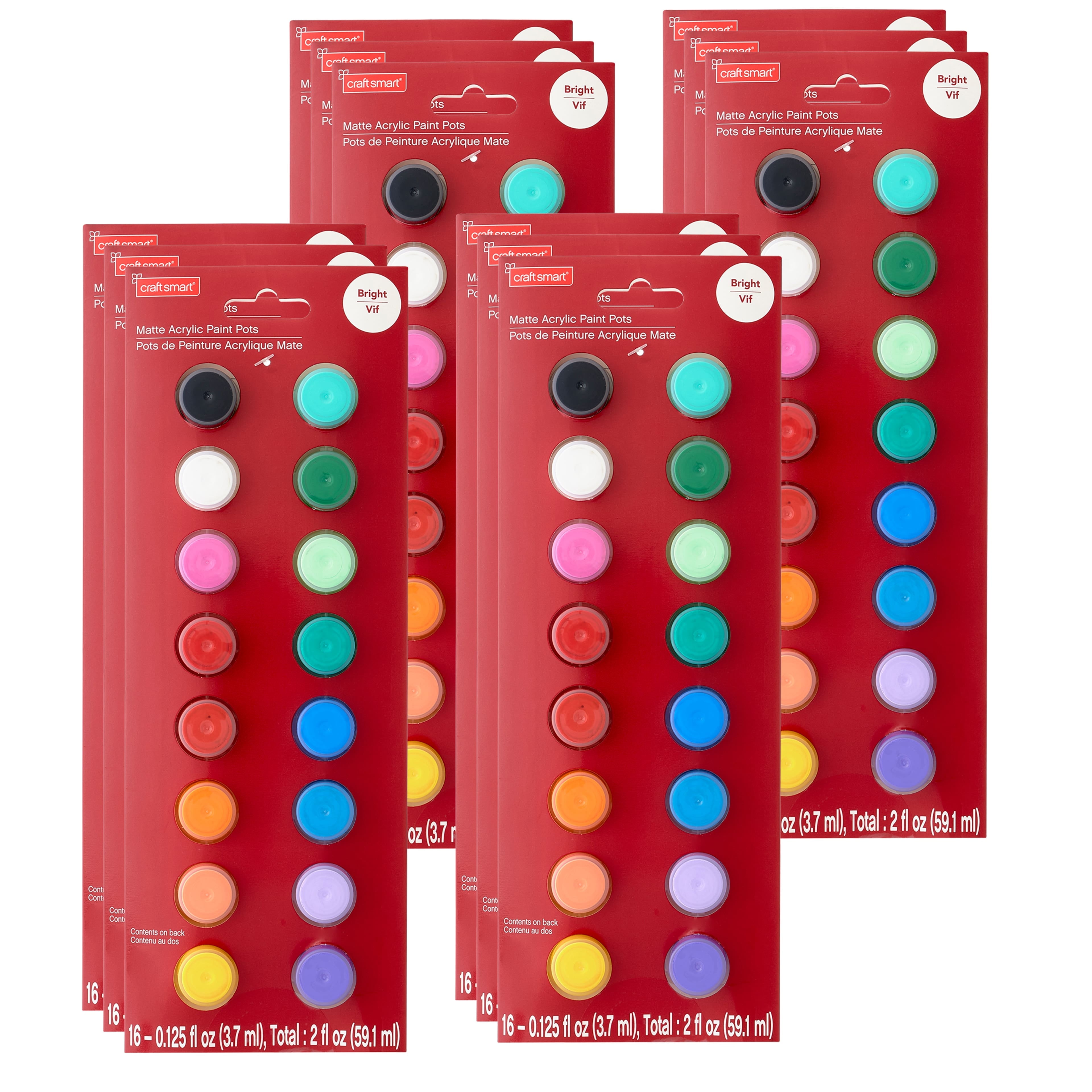 12 Pack: Bright Acrylic Paint Pot Set by Craft Smart® - Walmart.com