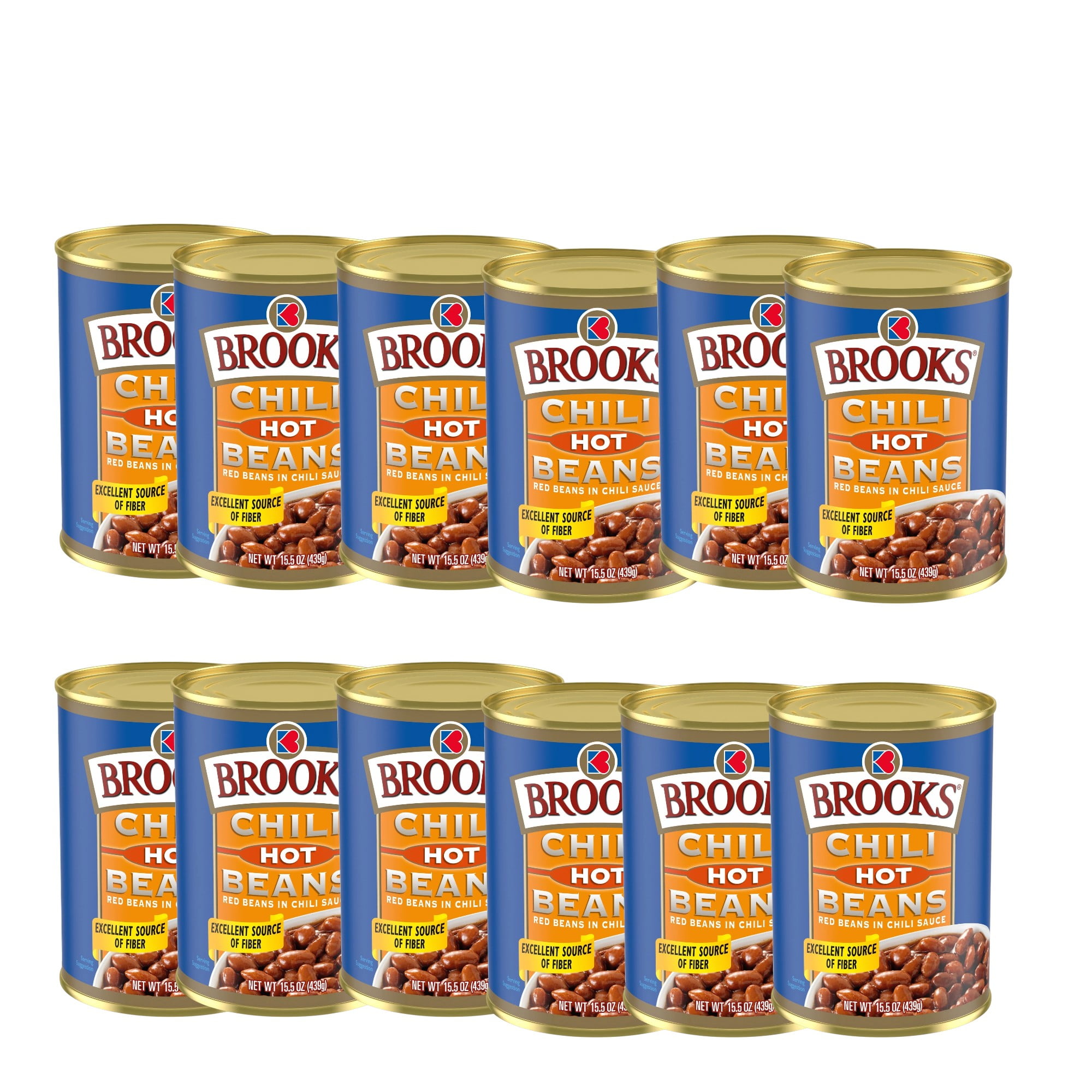 ( 12 Pack) Brooks Chili Beans, Canned Red Beans in Chili Sauce, Hot ...