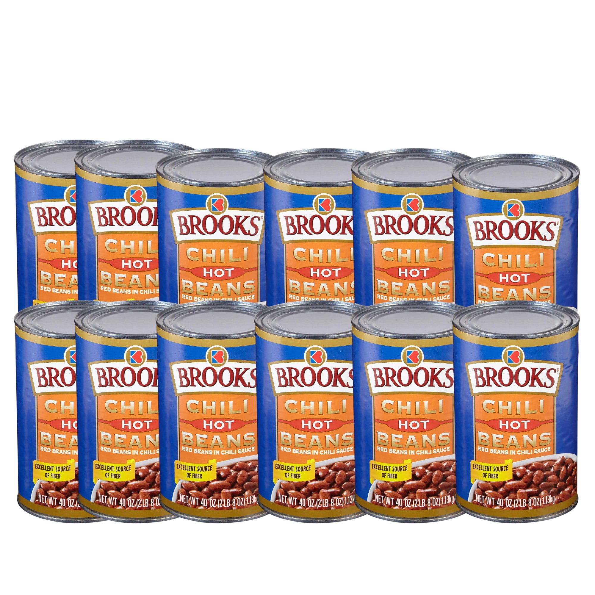 ( 12 Pack) Brooks Chili Beans, Canned Red Beans in Chili Sauce, Hot ...