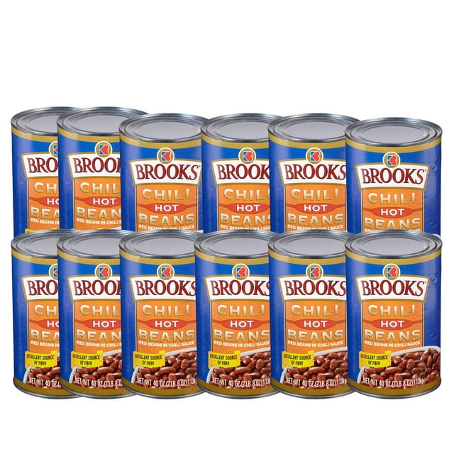 ( 12 Pack) Brooks Chili Beans, Canned Red Beans in Chili Sauce, Hot ...
