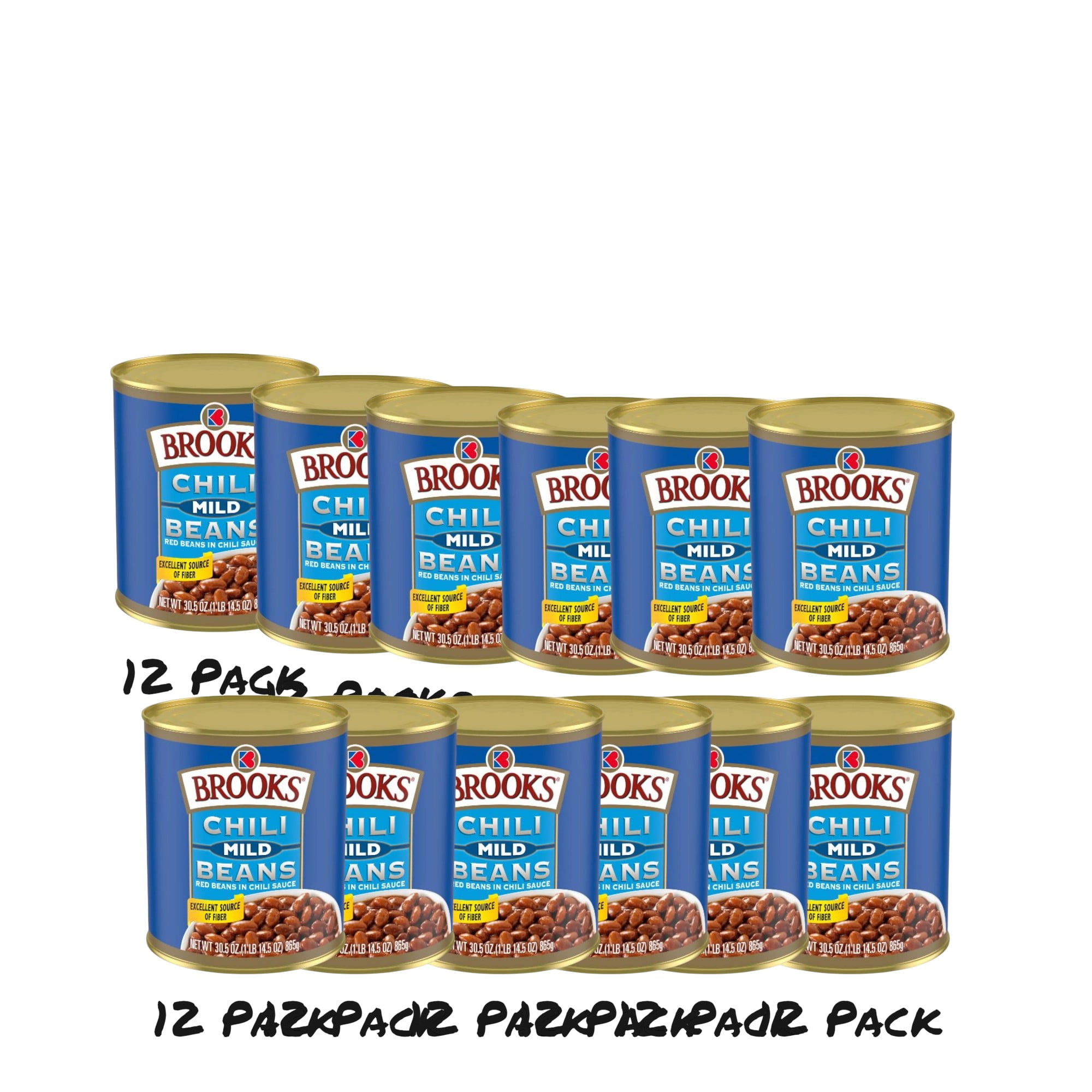 ( 12 Pack) Brooks Chili Beans, Canned Red Beans in Chili Sauce, Mild ...
