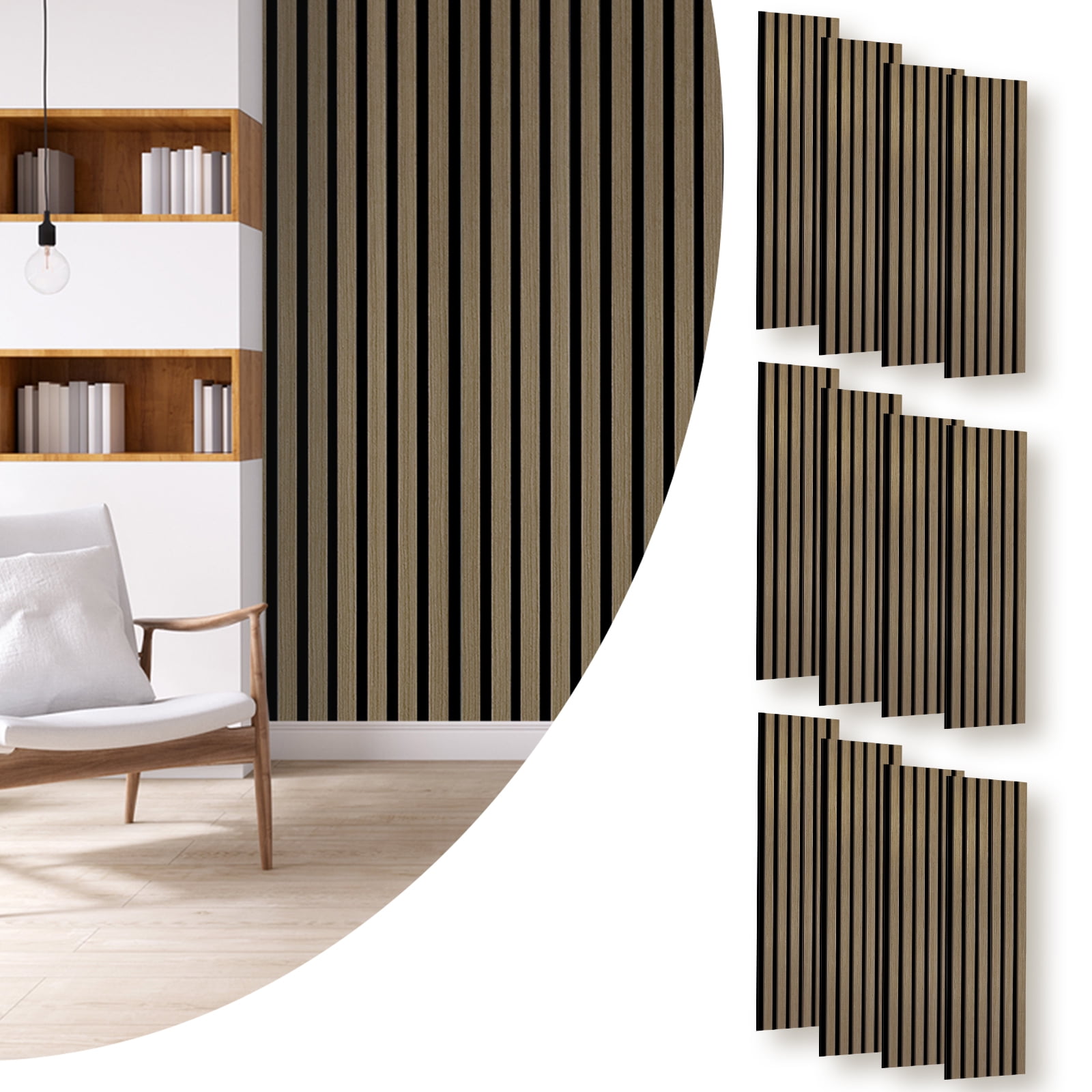 12 Pack Brown Walnut Wood Soundproof Wall Panels 48 In X 12.5 In Wood ...