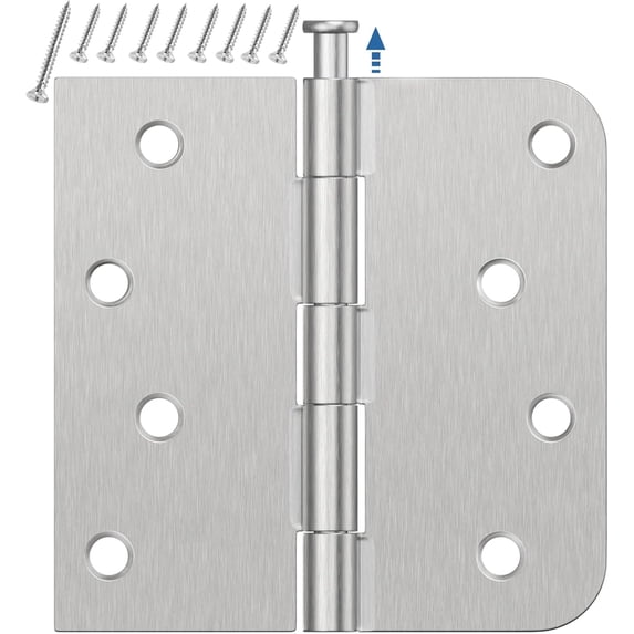 12 Pack Brushed Nickel Door Hinges 4 Inch, Exterior Door Hinges with 5/ ...