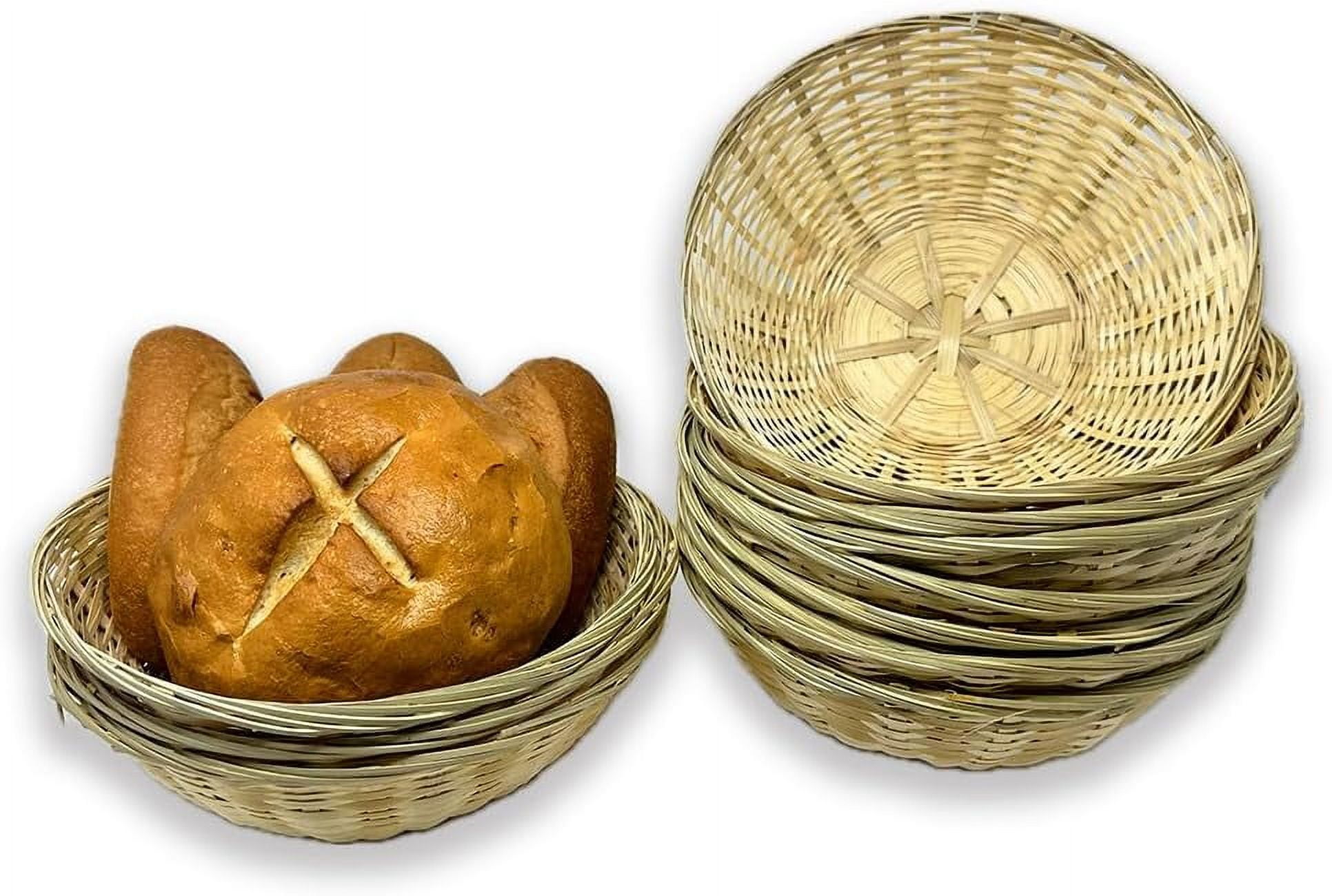 12 Pack Bulk Basket Bamboo 9" Round Bread Bowl Basket Multipurpose Gift ...