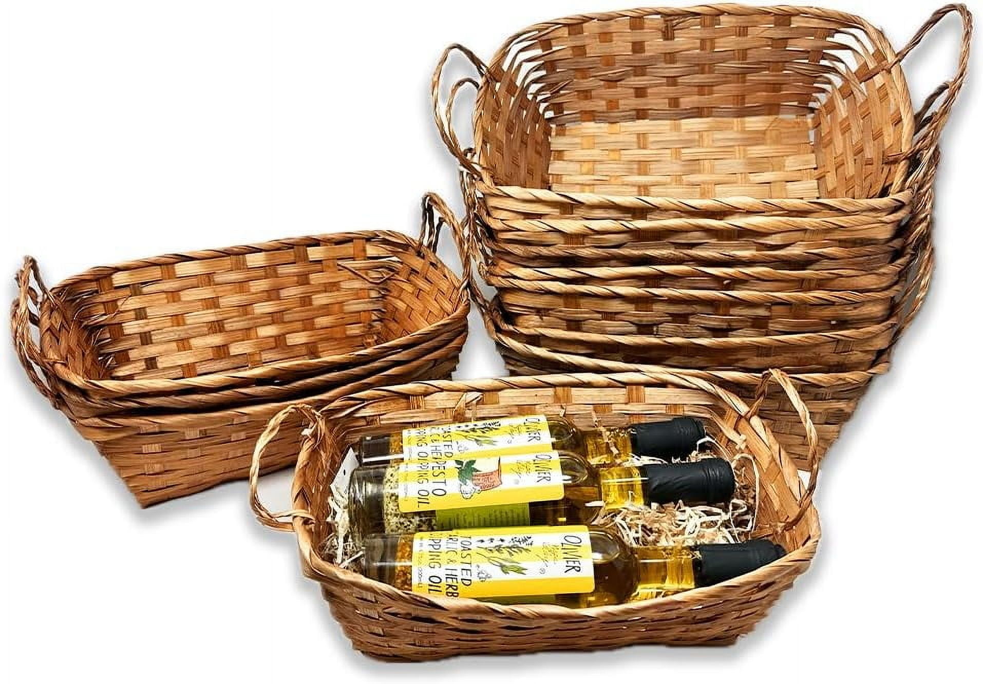 12 Pack Bulk Basket Brown Rect 12" Bamboo Basket w/Ear Handles ...