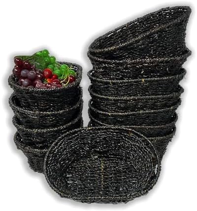 12 Pack Bulk Basket Dark Brown Seagrass 9" Oval Utility Tray Basket ...