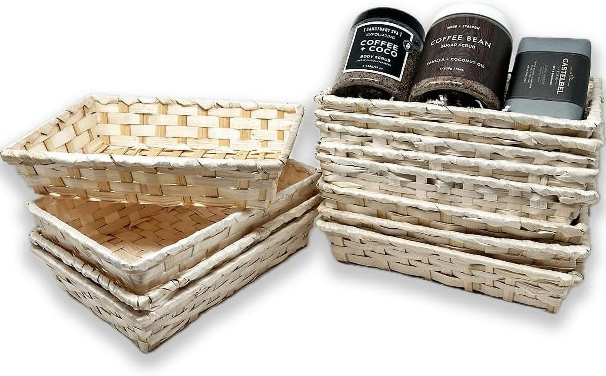 12 Pack Bulk Basket Natural Rectangular Bamboo 11" Tray Basket Bread Bowl Basket Multipurpose ...