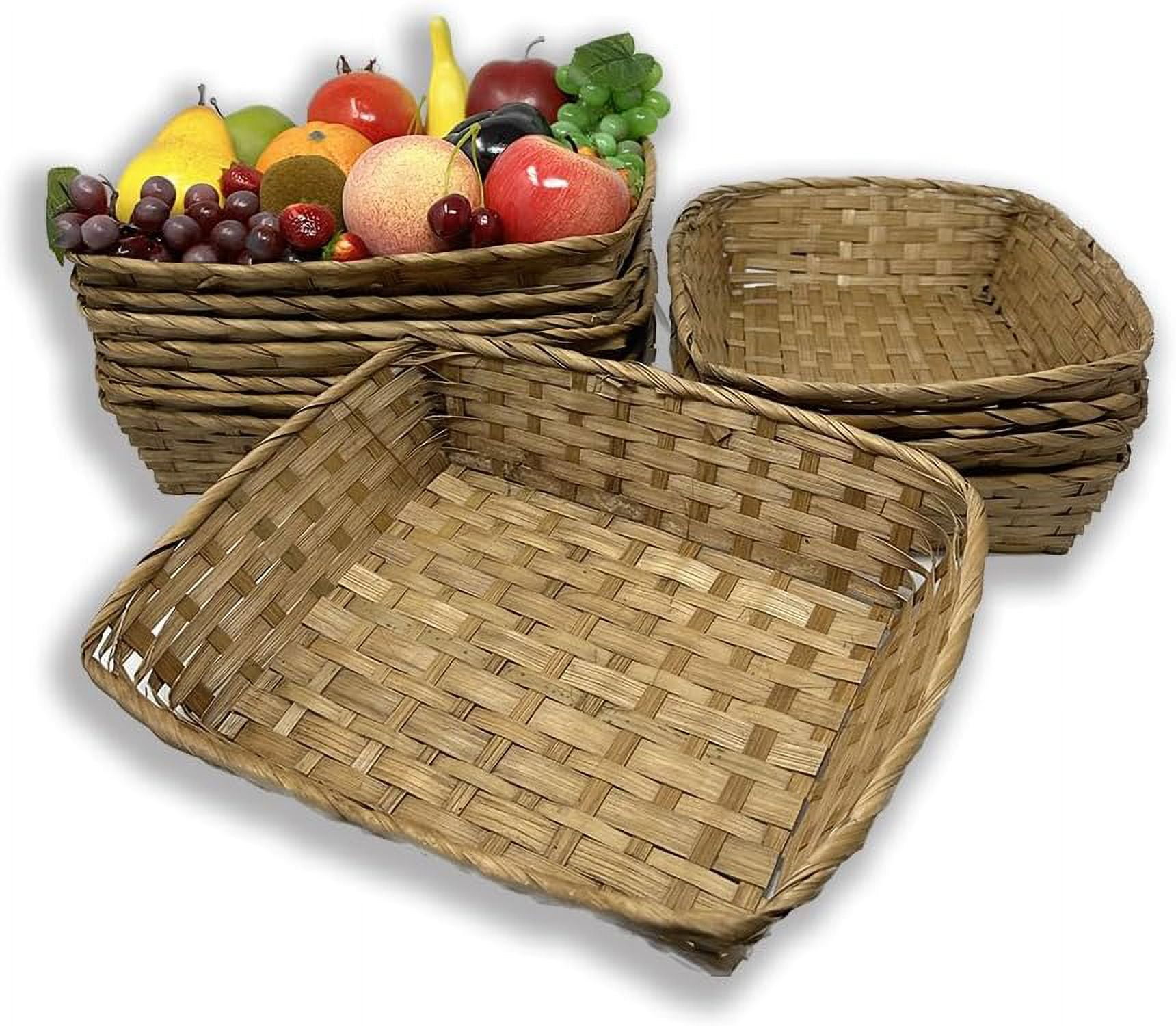 12 Pack Bulk Basket Rect Bamboo 11.75" Utility Basket Multipurpose Gift ...