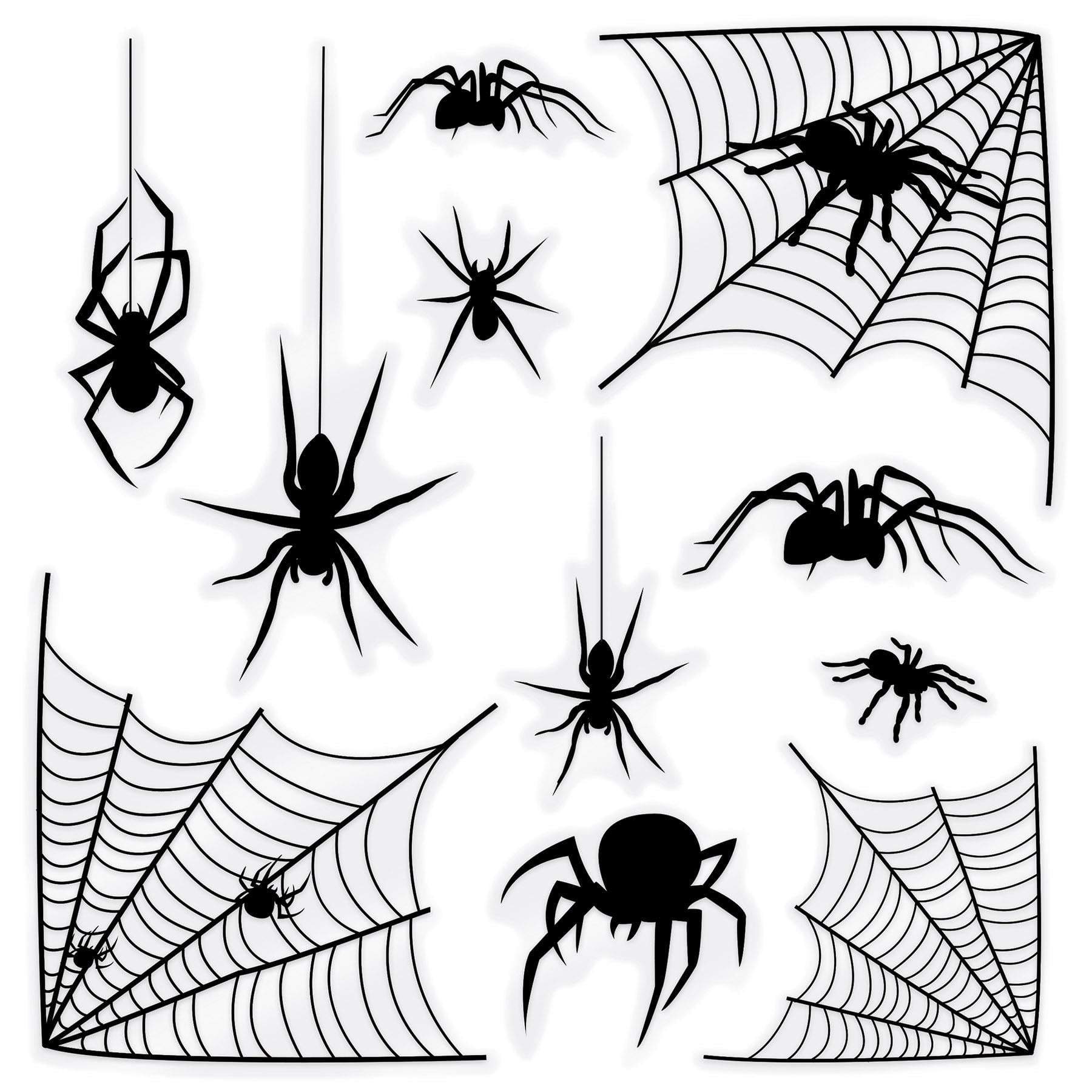 12 Pack Bulk Halloween Spider/Spider Web Silhouette Clings - Walmart.com
