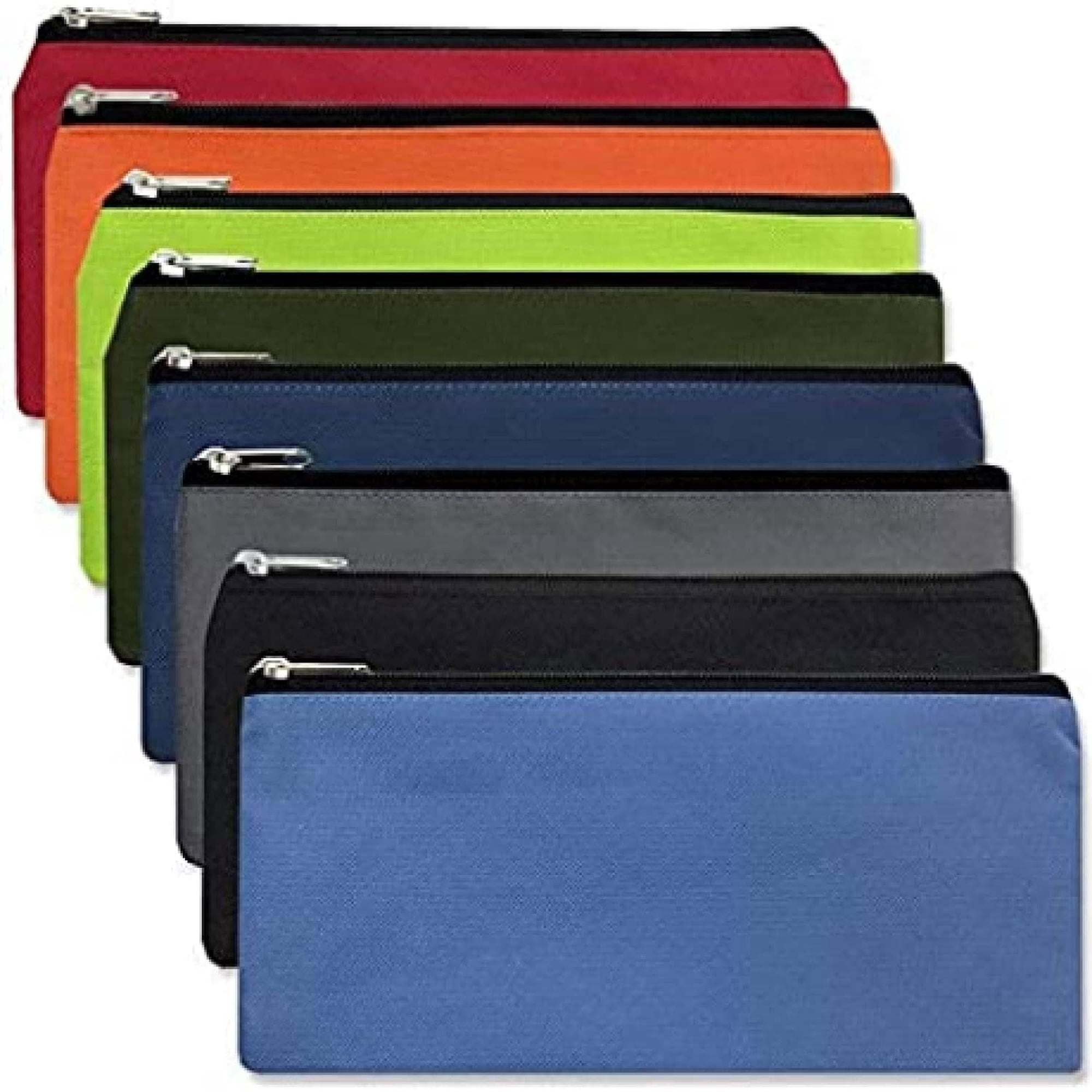 12 Pack of Bulk Wholesale Solid Color Zippered Pencil Cases for Pens ...