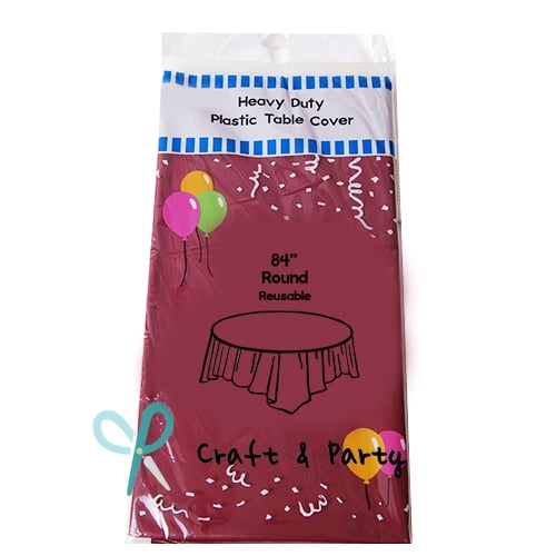 (12 Pack) Burgundy Premium Round Heavy-Duty Plastic Table Covers ...
