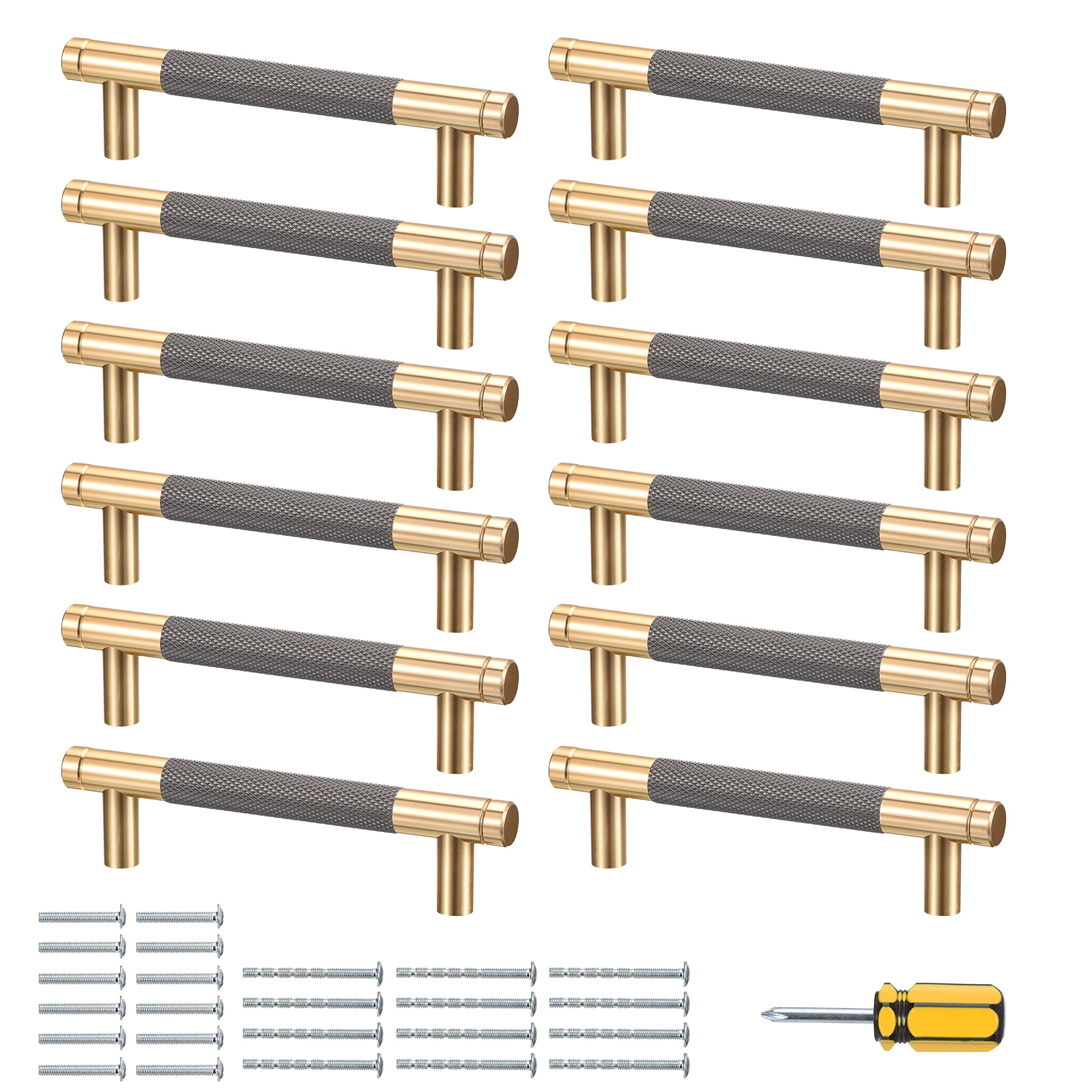 12 Pack Cabinet Handles, Knurled Cabinet Pull Aluminum Alloy Dresser ...