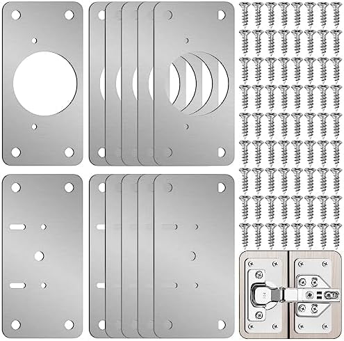 12-Pack Cabinet Hinge Repair Kit - Hinge Fixing Plates for Kitchen ...