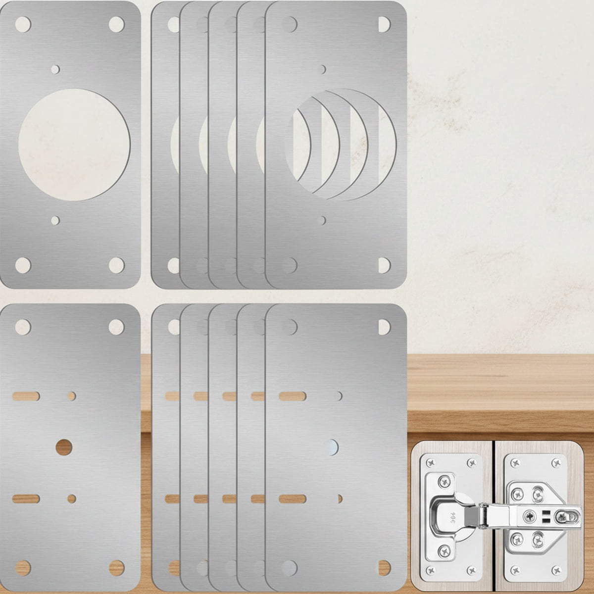 12-Pack Cabinet Hinge Repair Kit - Hinge Fixing Plates for Kitchen ...