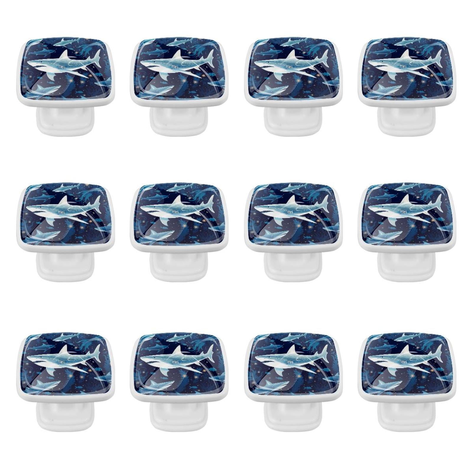 12 Pack Cabinet Knobs Square Knobs Starry Sky Shark Drawers Cabinet ...