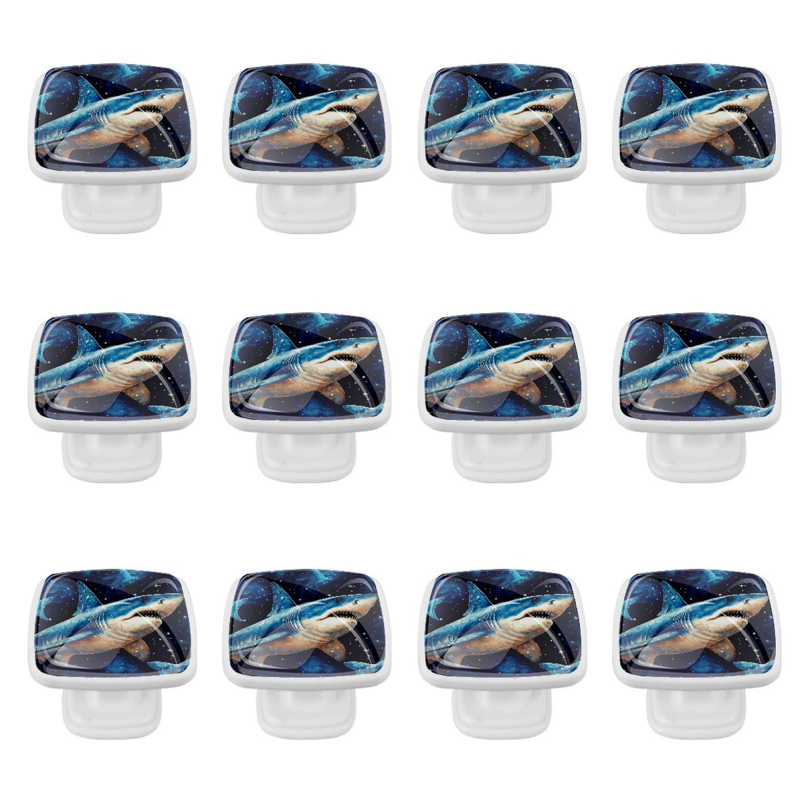 12 Pack Cabinet Knobs Square Knobs Starry Sky Shark Drawers Cabinet ...