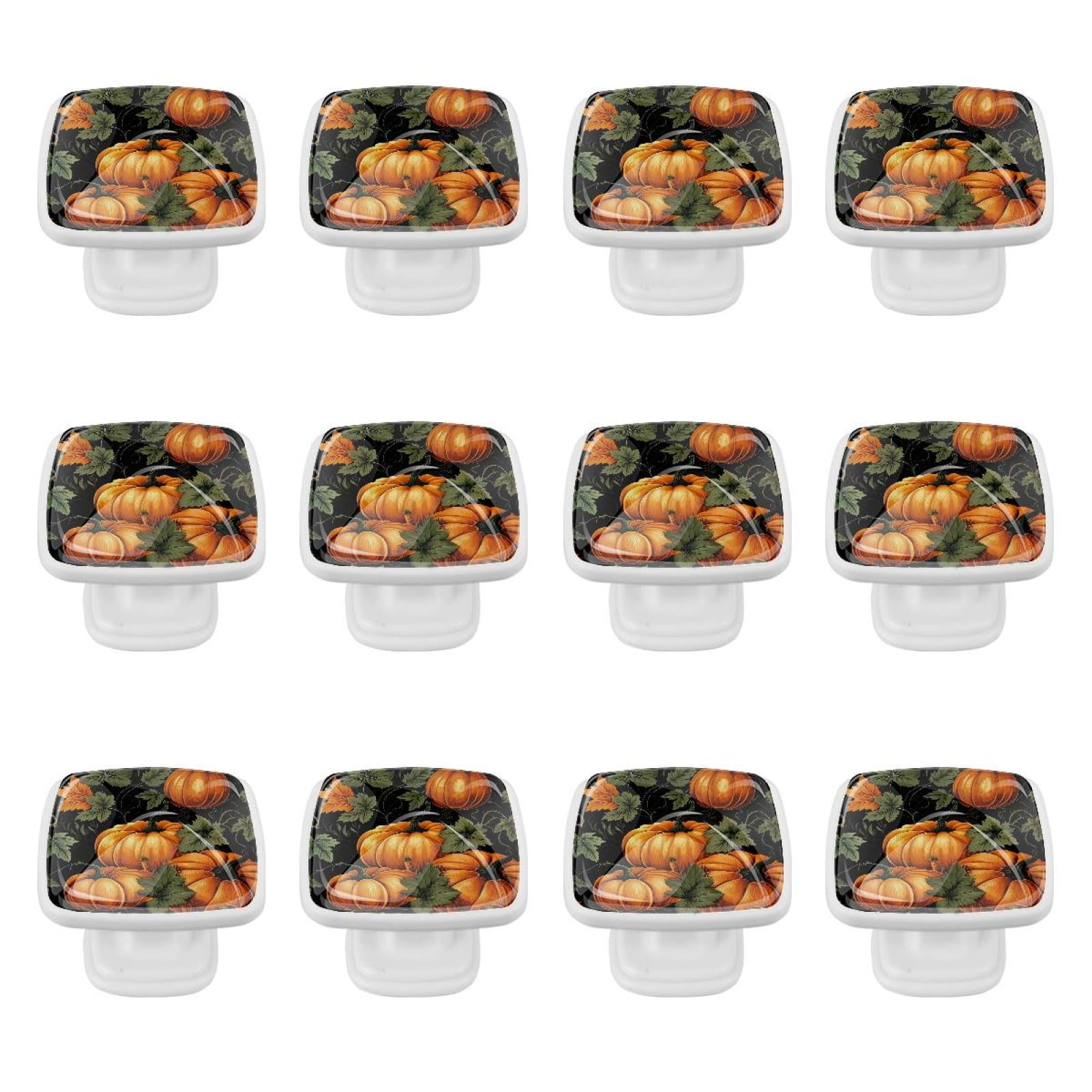 12 Pack Cabinet Knobs Square Knobs Thanksgiving Pumpkin Drawers Cabinet ...