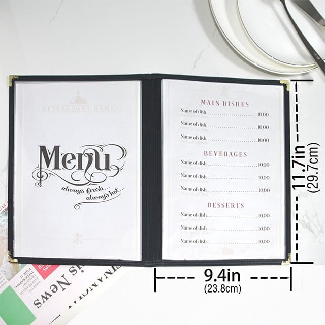 12 Pack of Cafe-Style Menu Covers – Durable Double-Stitched Edges ...