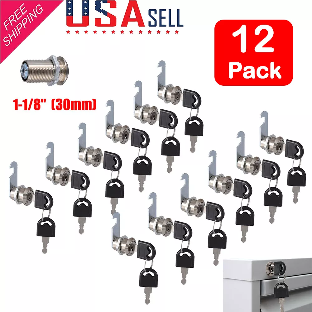 12 Pack Cam Lock 1-1/8” Cabinet Toolbox Safe Drawer Rv Lock Camper ...