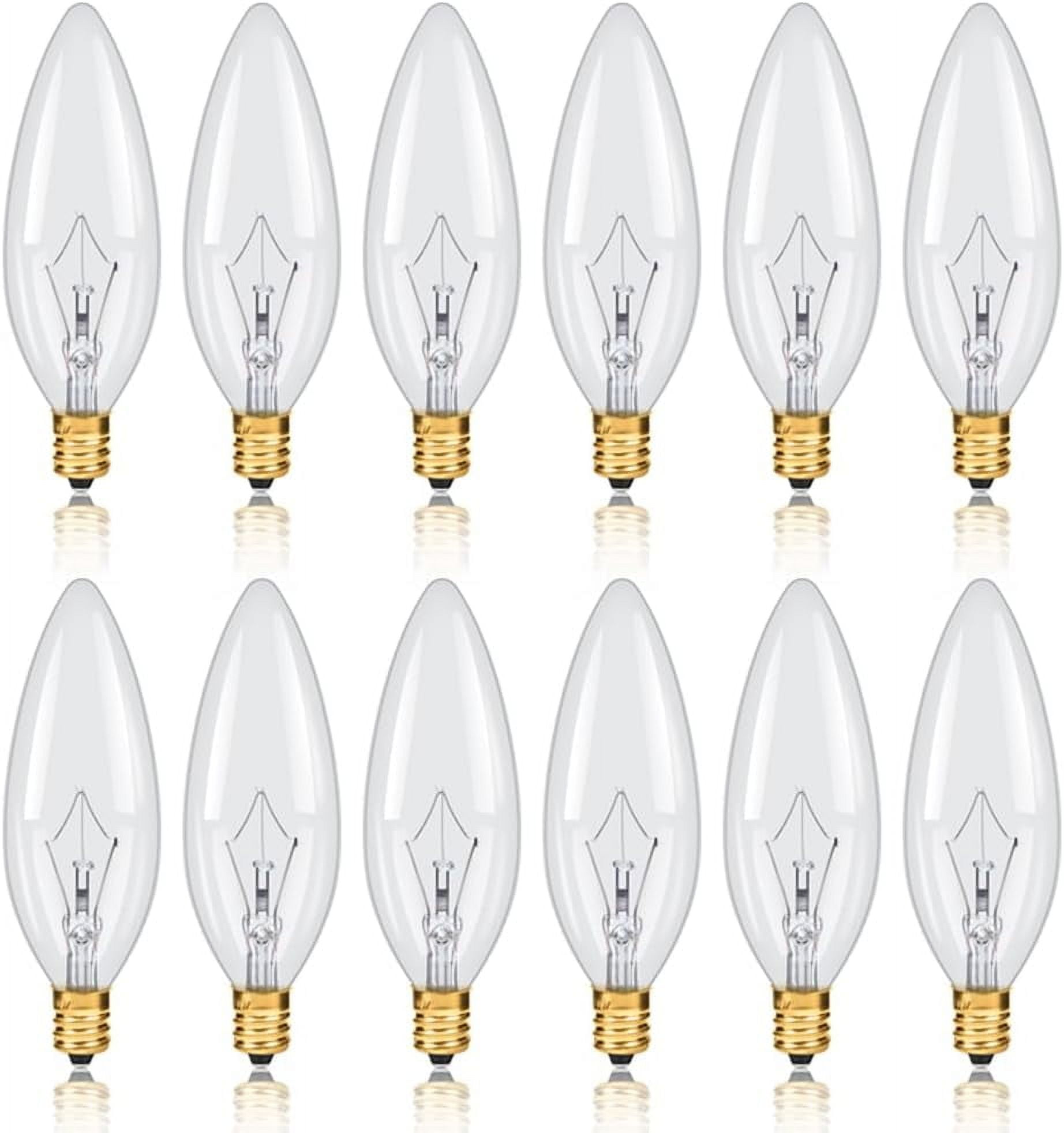 12 Pack Candelabra Torpedo 25W E12 Base 120V Decorative Vinta Light ...