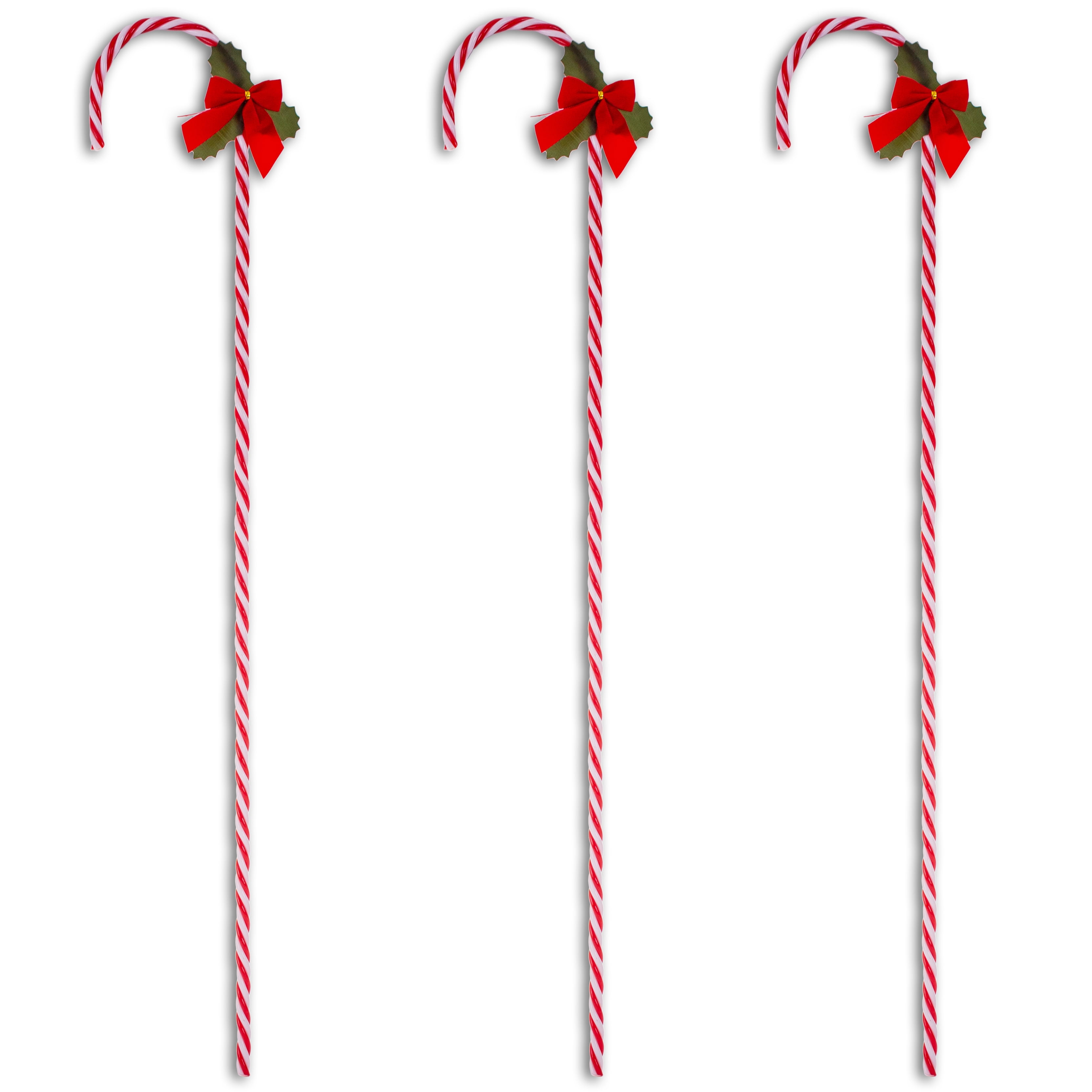 12 Pack Candy Cane Twist Yard Decor w Holly 30in Pathway Marker, Red ...
