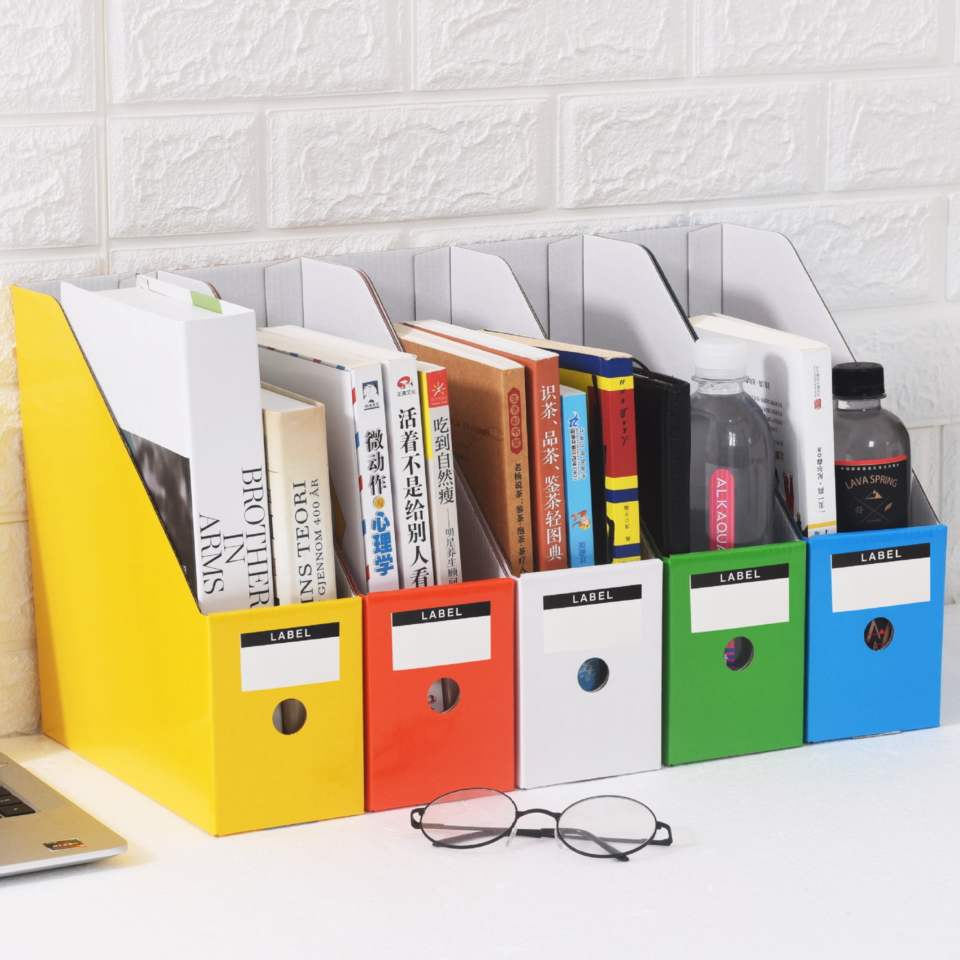 12 Pack Cardboard Magazine Holders 12 Colors Magazine Storage Box with ...