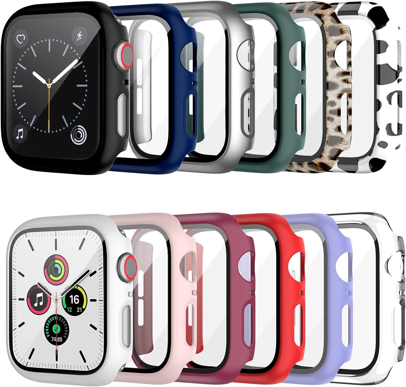 12 Pack Case with Tempered Glass Screen Protector for Apple Watch 44mm ...
