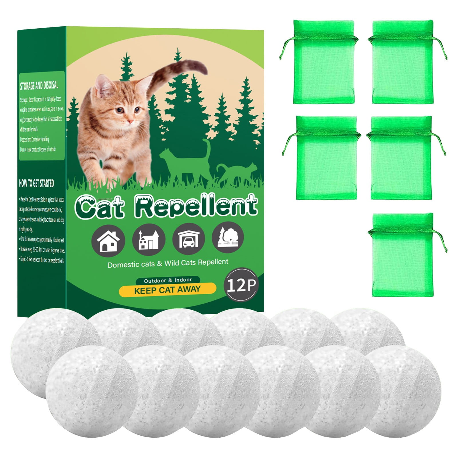 12 Pack Cat Deterrent Outdoor, Natural Peppermint Oil Cat Deterrent ...