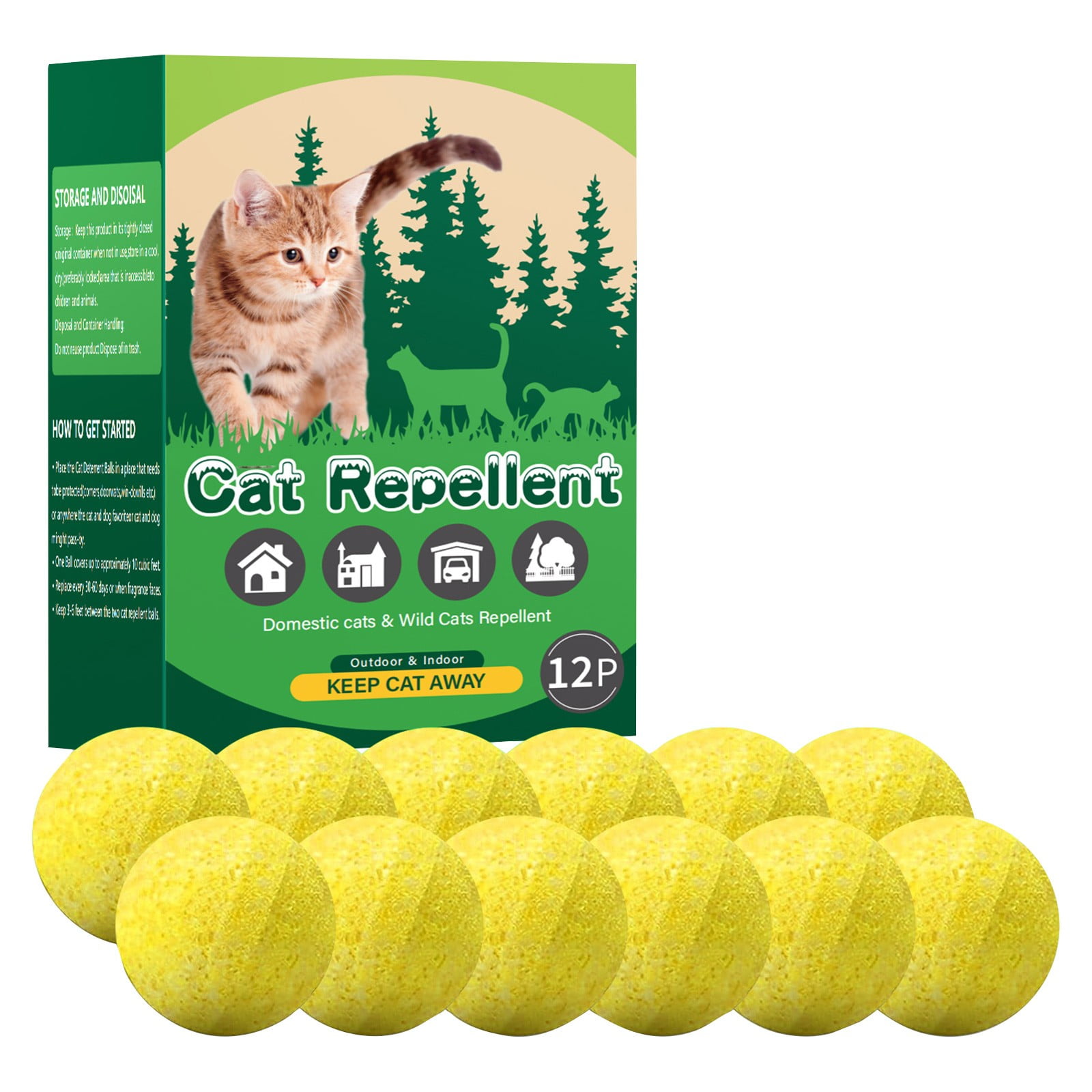 12 Pack Cat Deterrent Outdoor, Natural Peppermint Oil Cat Deterrent ...