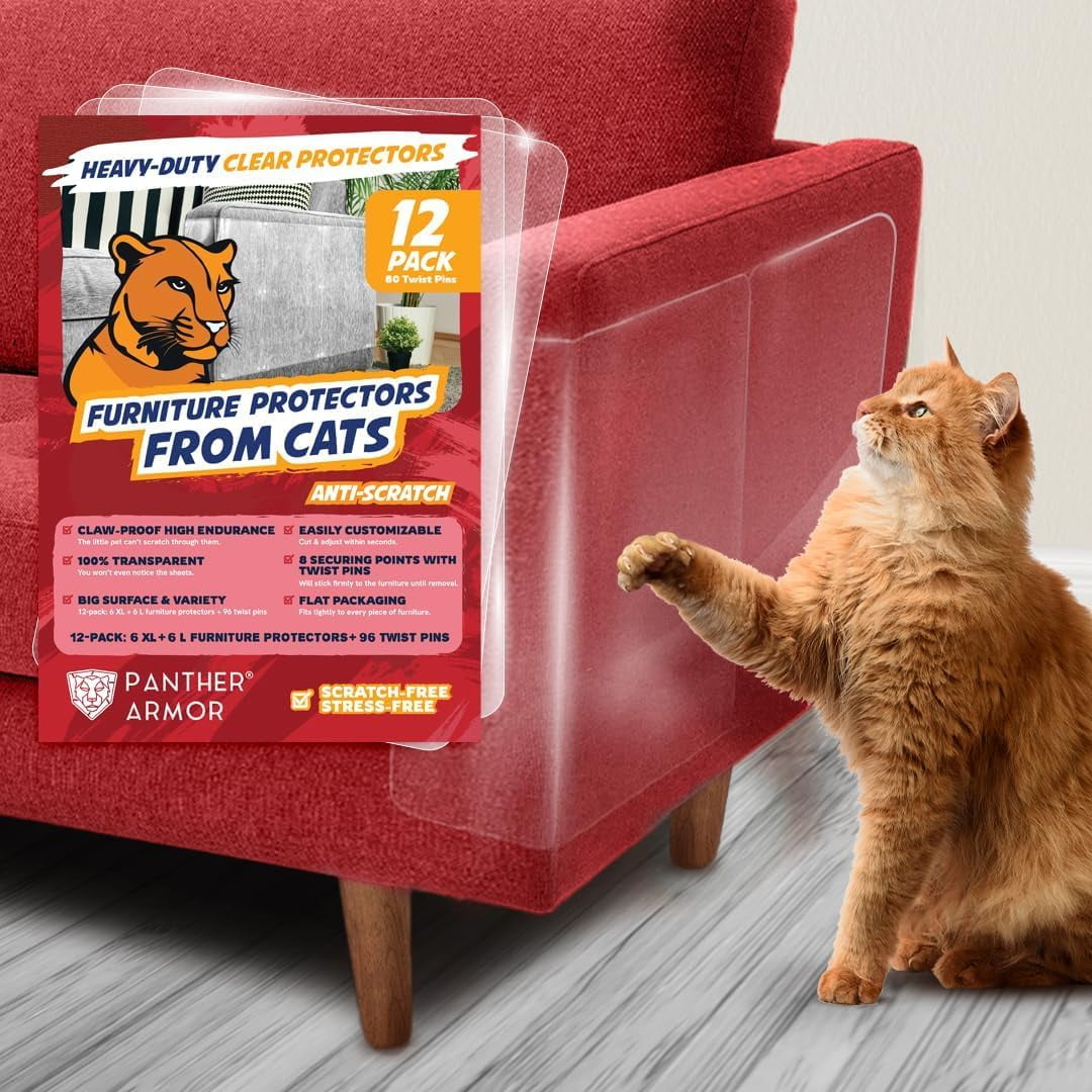 12 Pack Cat Scratch Furniture Protector Sheets – Clear Couch & Sofa ...