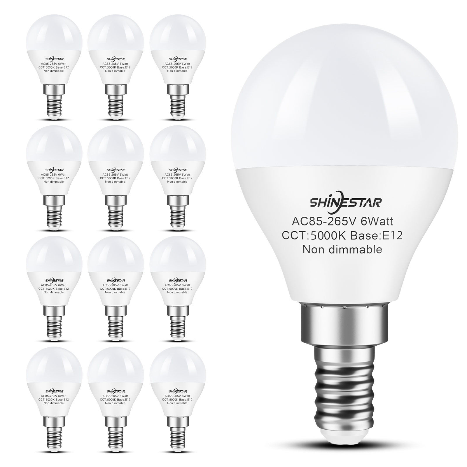 6 Pack Bright Ceiling Fan Light Bulbs, 120V 60 Watt Equivalent, 5000K ...