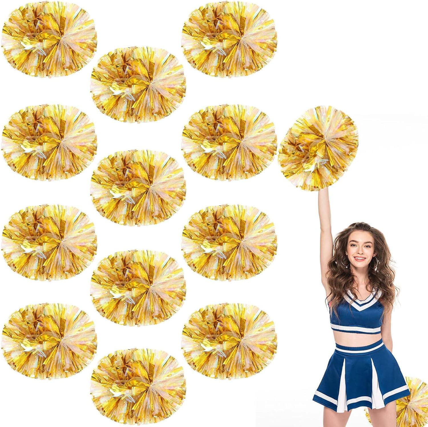 12 Pack Cheerleading pom poms,Handheld Cheer pom poms, Sports Cheer ...